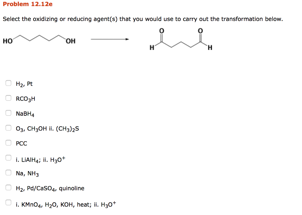 Solved Select the oxidizing or reducing agent (s) that you | Chegg.com