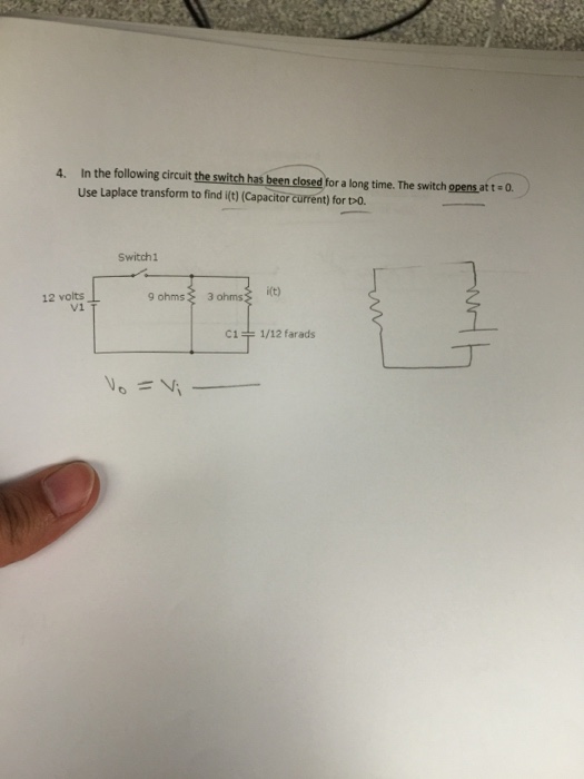 Solved In the following circuit the switch has been closed | Chegg.com