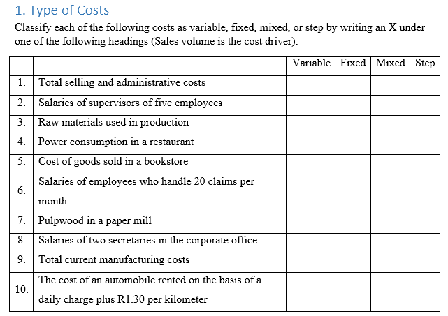 Solved Classify each of the following costs as variable, | Chegg.com Solved Classify each of the following costs as variable, | Chegg.com