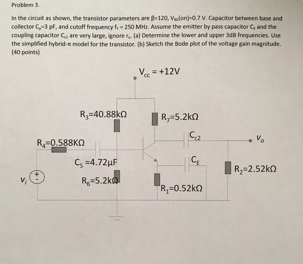 Solved In the circuit as shown, the transistor parameters | Chegg.com