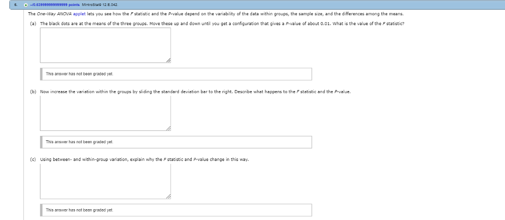 Solved The One-Way ANOVA applet lets you see how the F | Chegg.com