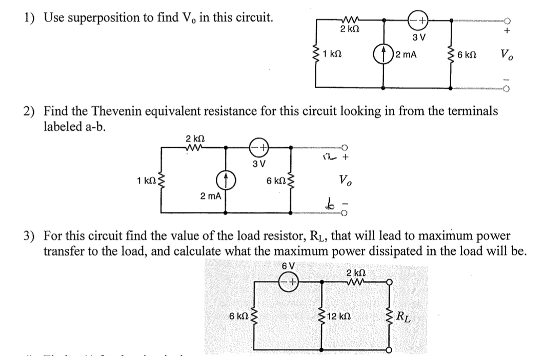 Use superposition to find V_0 in this circuit. Find | Chegg.com