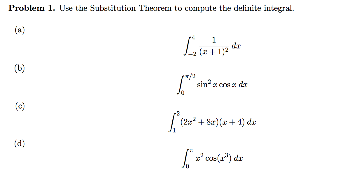 Solved Use the Substitution Theorem to compute the definite | Chegg.com
