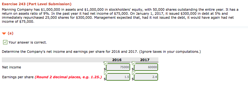 Solved Exercise 243 (Part Level Submission) Manning Company | Chegg.com