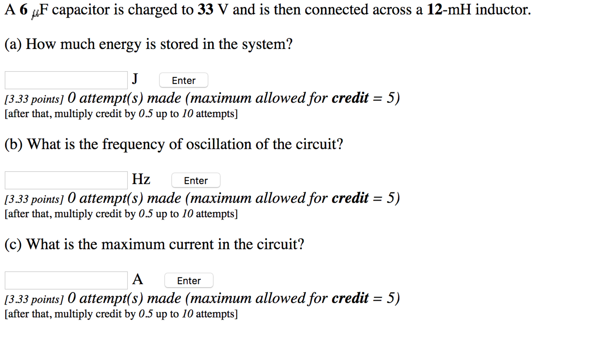 Solved A 6 mu F capacitor is charged to 33 V and is then | Chegg.com