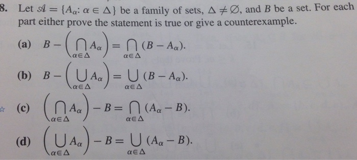Solved Let a = [Aa: a delta} be a family of sets, delta, | Chegg.com