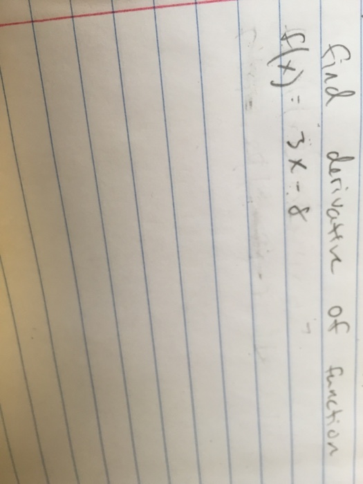 Solved Find derivatine of Function f(x) = 3x - 8 | Chegg.com
