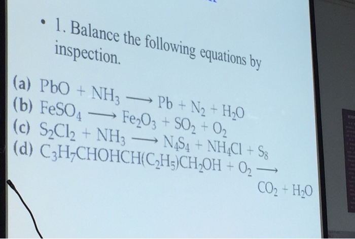 Solved Balance the following equations by inspection PbO + | Chegg.com