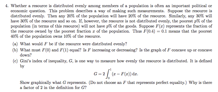 4. Whether a resource is distributed evenly among | Chegg.com
