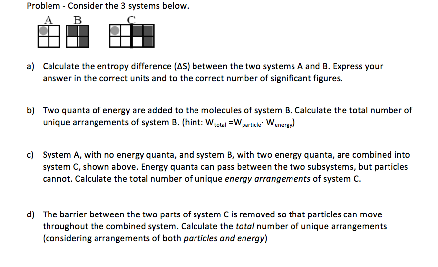 Problem Consider the 3 systems below a) Calculate | Chegg.com