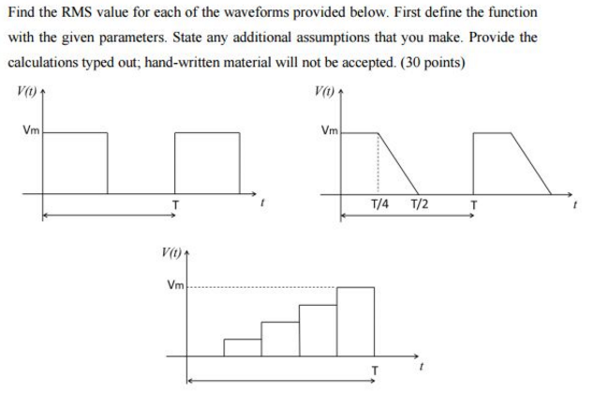 Solved Find the RMS value for each of the waveforms provided | Chegg.com