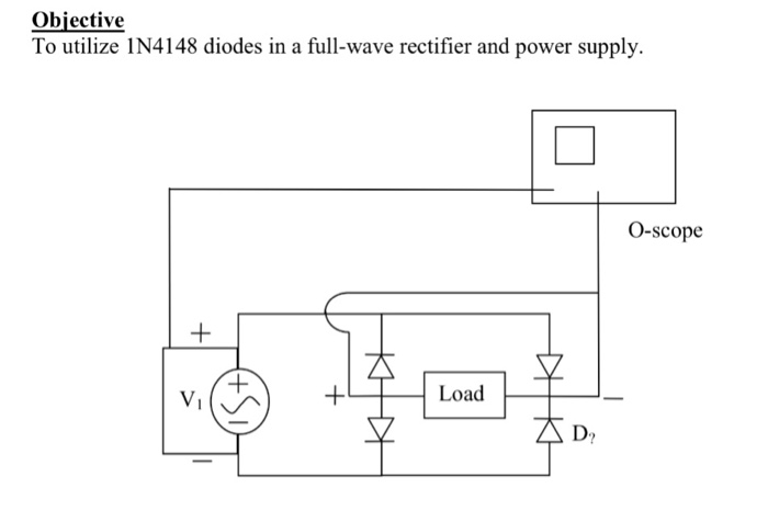 Objective To utilize 1N4 148 diodes in a full-wave | Chegg.com