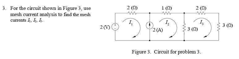 Solved For the circuit shown in Figure 3, use mesh current | Chegg.com