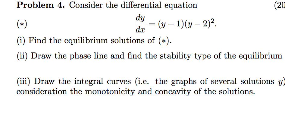 Solved Consider the differential equation (*) dy/dx = (y - | Chegg.com