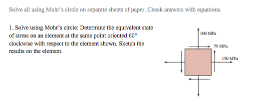 Solved Solve using Mohr’s circle: Determine the equivalent | Chegg.com