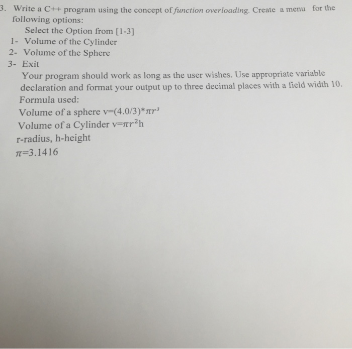 Solved Write a C++ program using the concept of function | Chegg.com