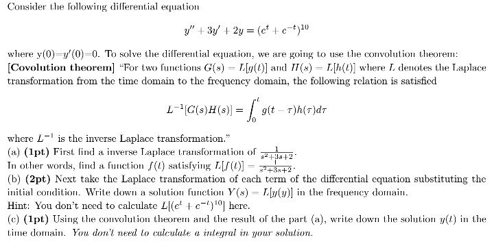 Solved Consider the following differential equation y" + 3y' | Chegg.com