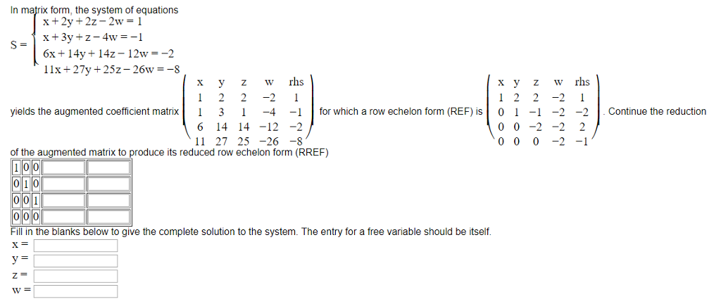 Solved In matrix form, the system of equations S = {x + 2y | Chegg.com