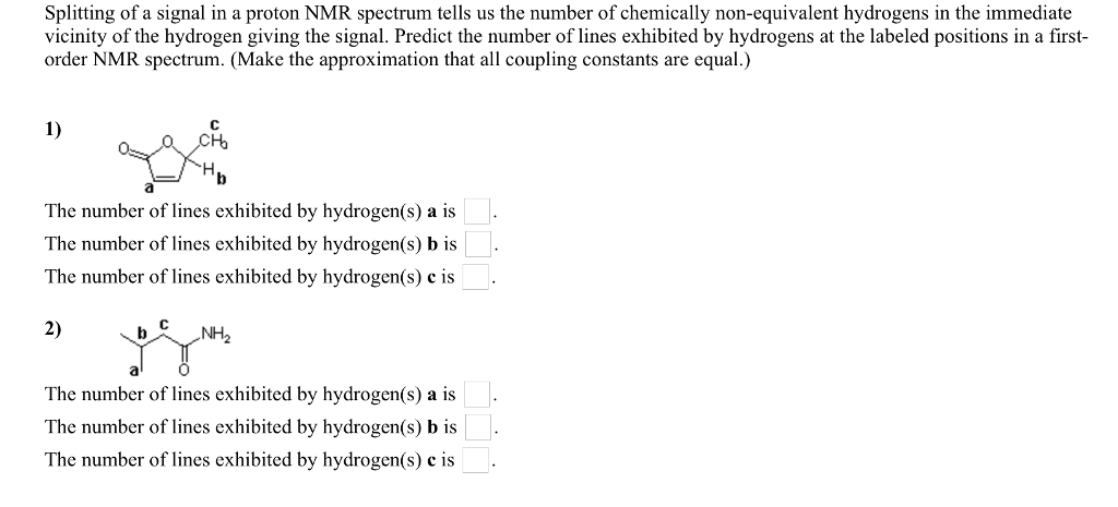 Solved Splitting of a signal in a proton NMR spectrum tells | Chegg.com