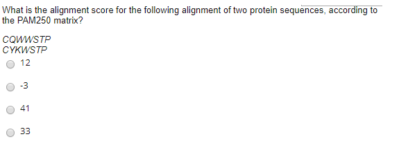 Solved What is the alignment score for the following | Chegg.com