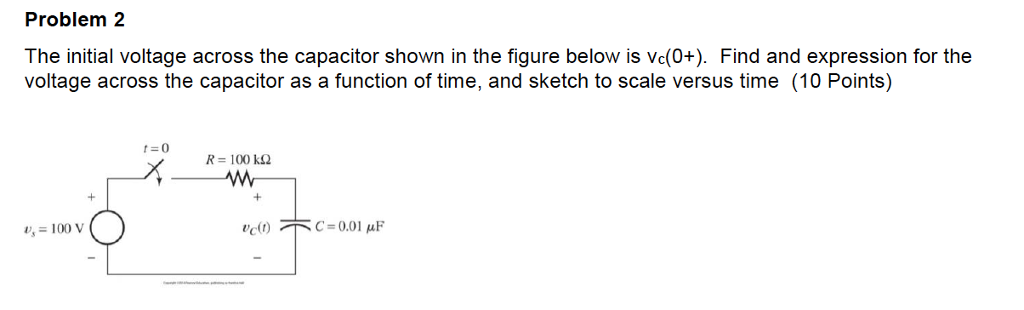 Solved Problem 2 The initial voltage across the capacitor | Chegg.com