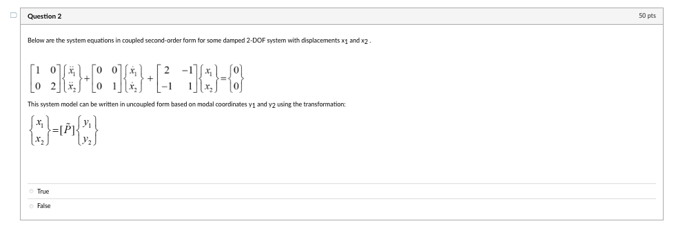 Solved Question 2 50 pts Below are the system equations in | Chegg.com