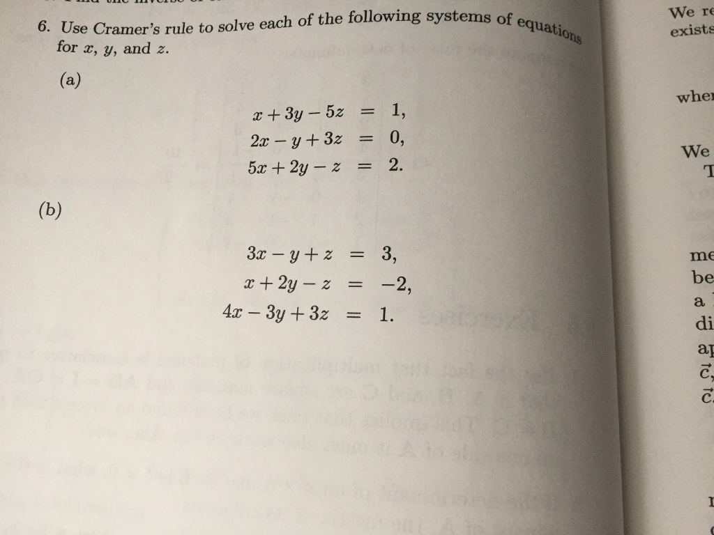 Solved Cramer's rule, The answer for a.) is x = 3, y | Chegg.com