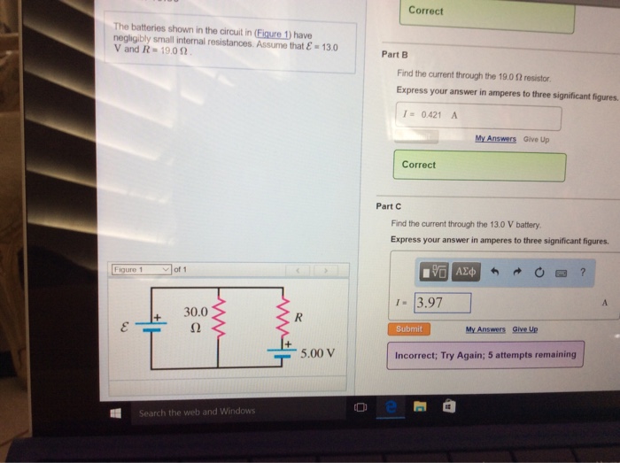 Solved The batteries shown in the circuit in (Figure 1) have | Chegg.com