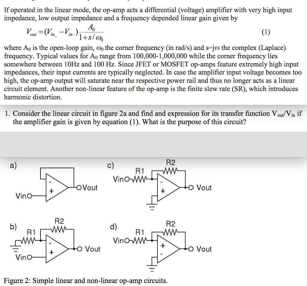 Solved If operated in the linear mode, the op-amp acts a | Chegg.com