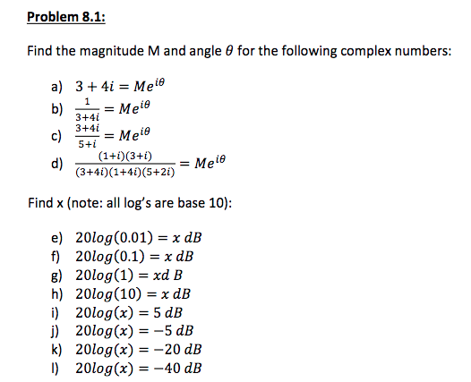 Solved Problem 8.1 Find the magnitude M and angle 0 for the | Chegg.com