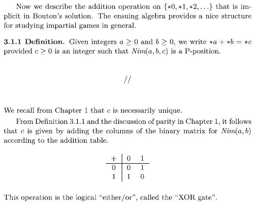 Solved 3.1 Nim-sums We begin by recording the usual notation | Chegg.com