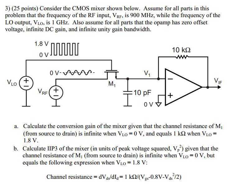 Solved Consider the CMOS mixer shown below. Assume for all | Chegg.com