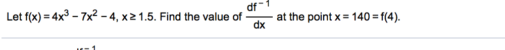 Solved df 1 dx at the point x 140 f(4). Let f(x) = | Chegg.com