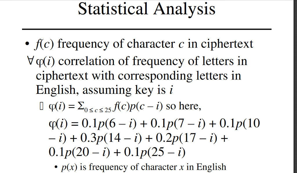 Solved Statistical Analysis f(c) frequency of character c in | Chegg.com