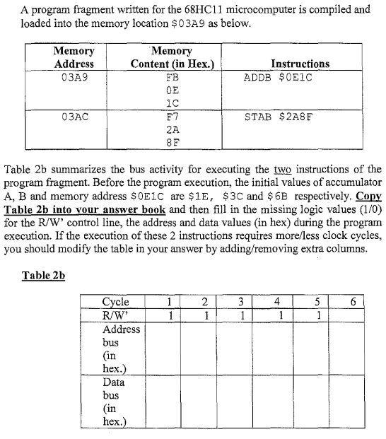 A program fragment written for the 68HC11 | Chegg.com