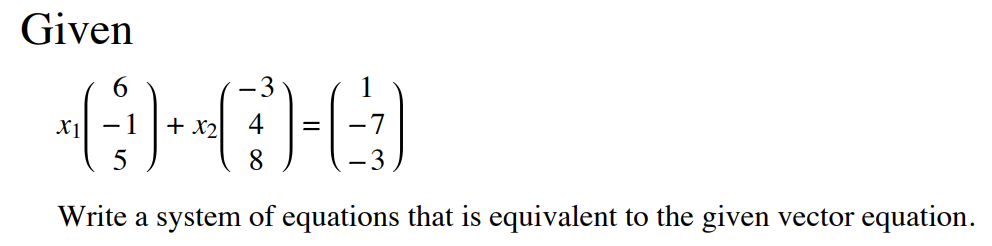 Solved Given Write a system of equations that is equivalent | Chegg.com