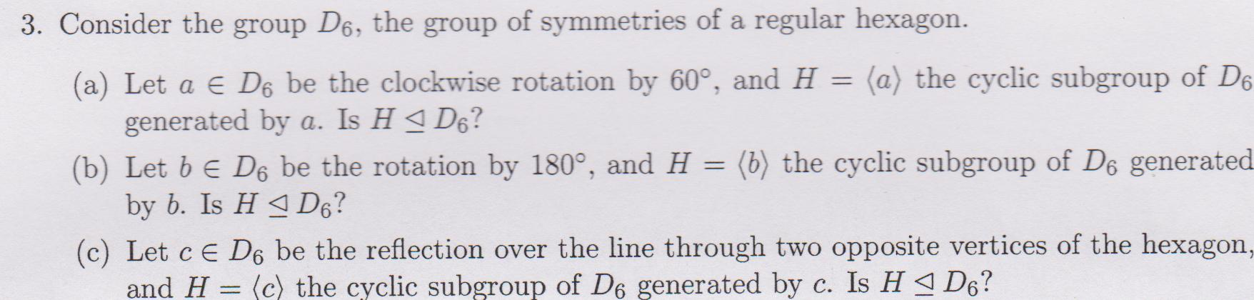 Consider the group D6, the group of symmetries of a | Chegg.com