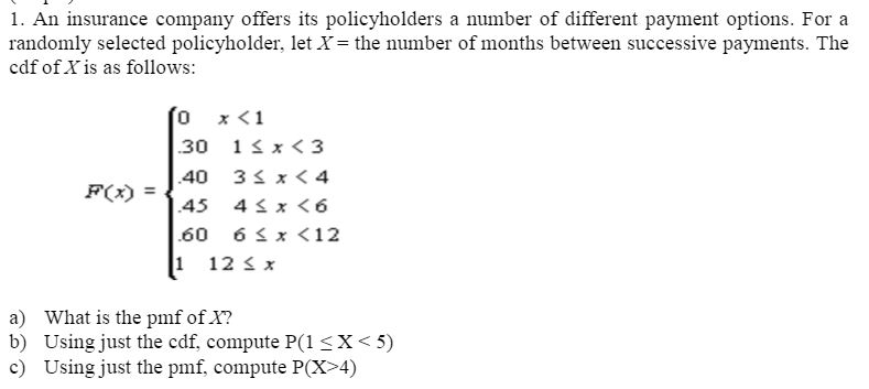 Solved An insurance company offers its policyholders a | Chegg.com