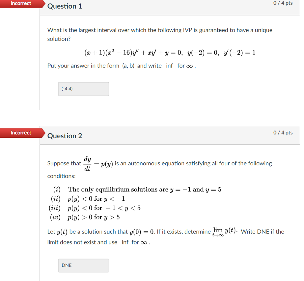 Solved 1. What is the largest interval over which the | Chegg.com