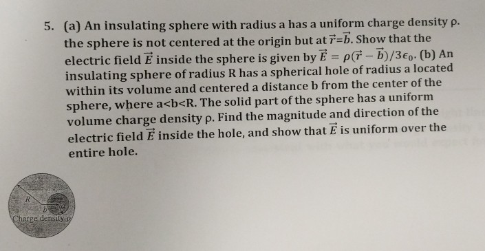 Solved (a) An insulating sphere with radius a has a uniform | Chegg.com