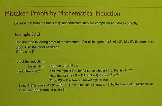 Solved Mistaken Proofs by Mathematical Induction Be sure | Chegg.com