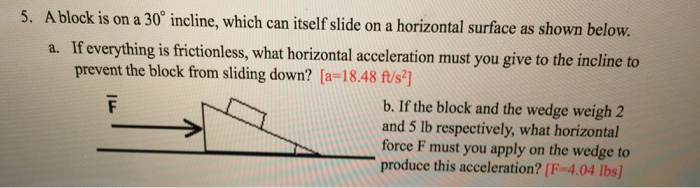 Solved A block is on a 30 degree incline, which can itself | Chegg.com