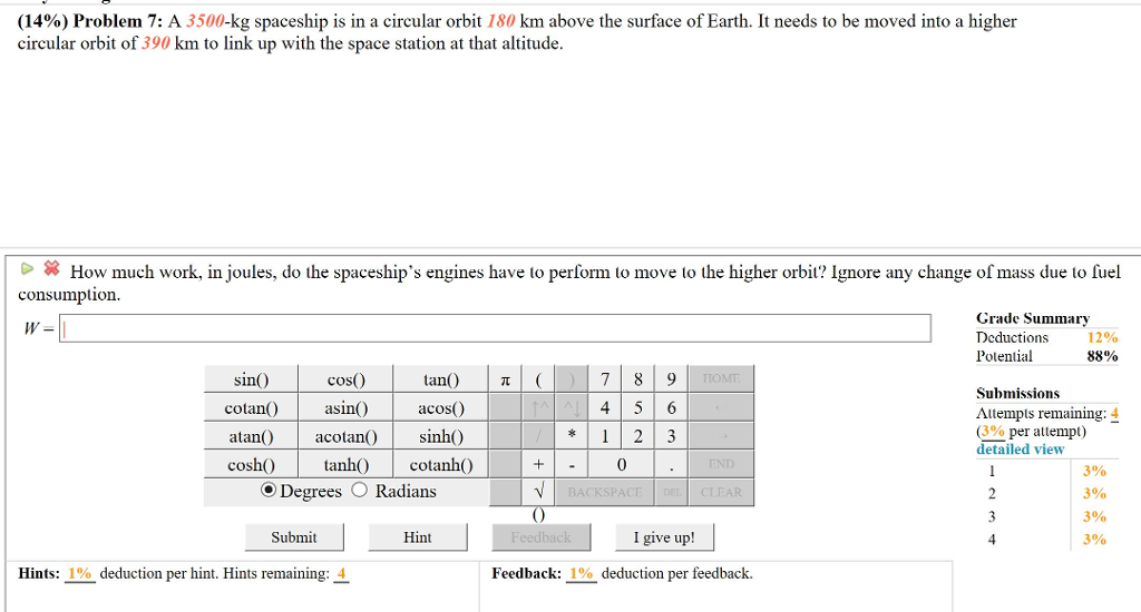 Solved 14 Problem 7 A 3500 Kg Spaceship Is In A Circular
