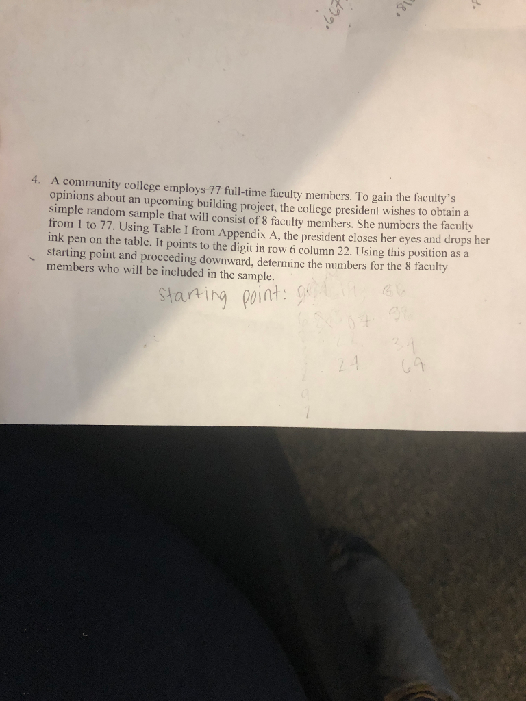 Solved Random Numbers Column Number Number 01-05 06-10 11-15 | Chegg.com