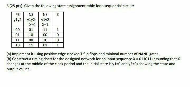 Solved 6 (25 pts). Given the following state assignment | Chegg.com
