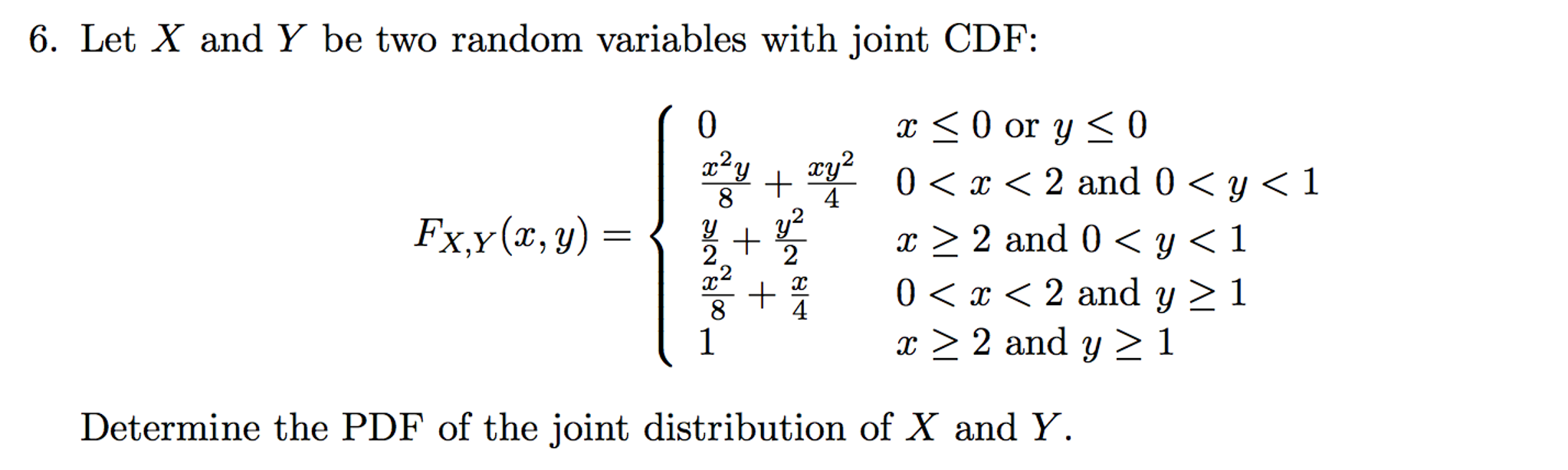Let X and Y be two random variables with joint CDF: | Chegg.com