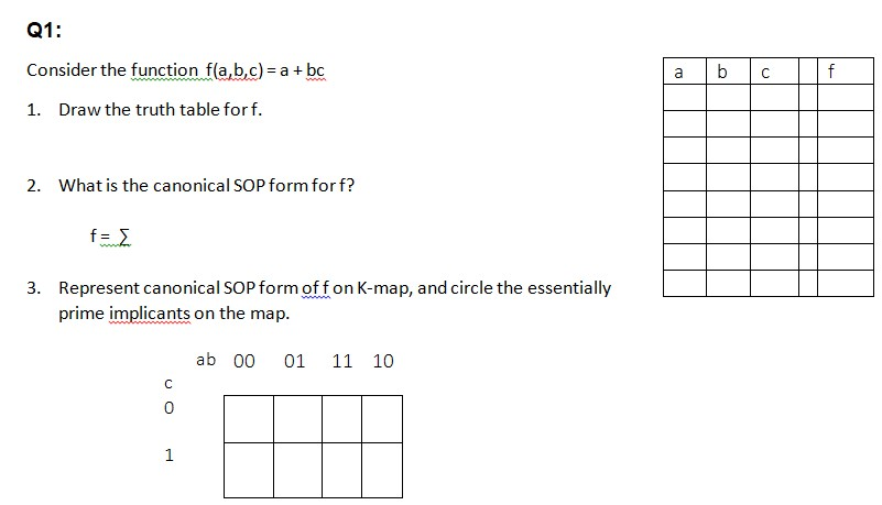 Solved Q1: Consider the function f(a,b,c) a+bc 1. Draw the | Chegg.com