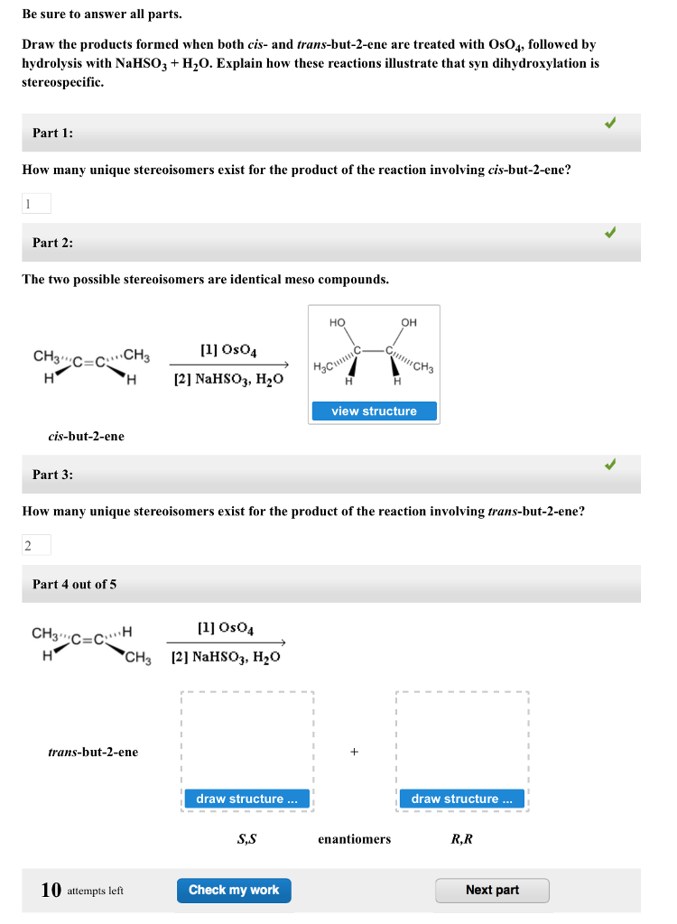 Solved Be sure to answer all parts. Draw the products formed | Chegg.com