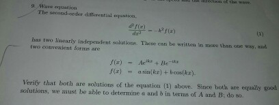 Solved The second-order deferential equation d^2f(x)/dx = | Chegg.com
