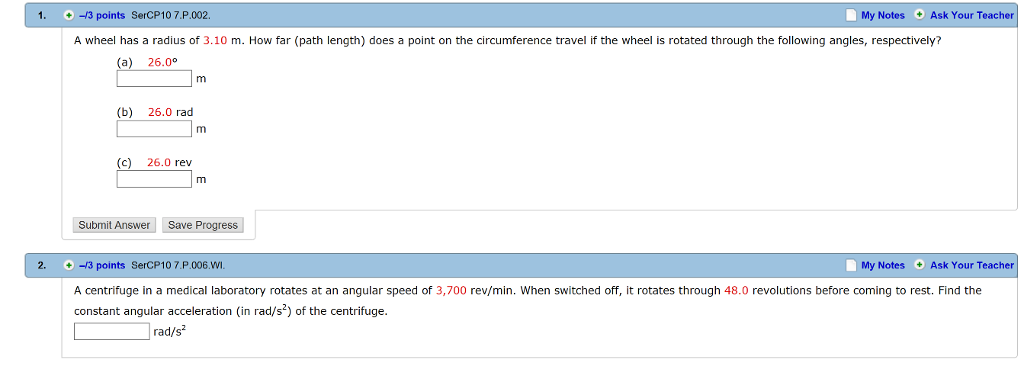 Solved 1 3 Points Sercp10 7 P 002 My Notesask Your